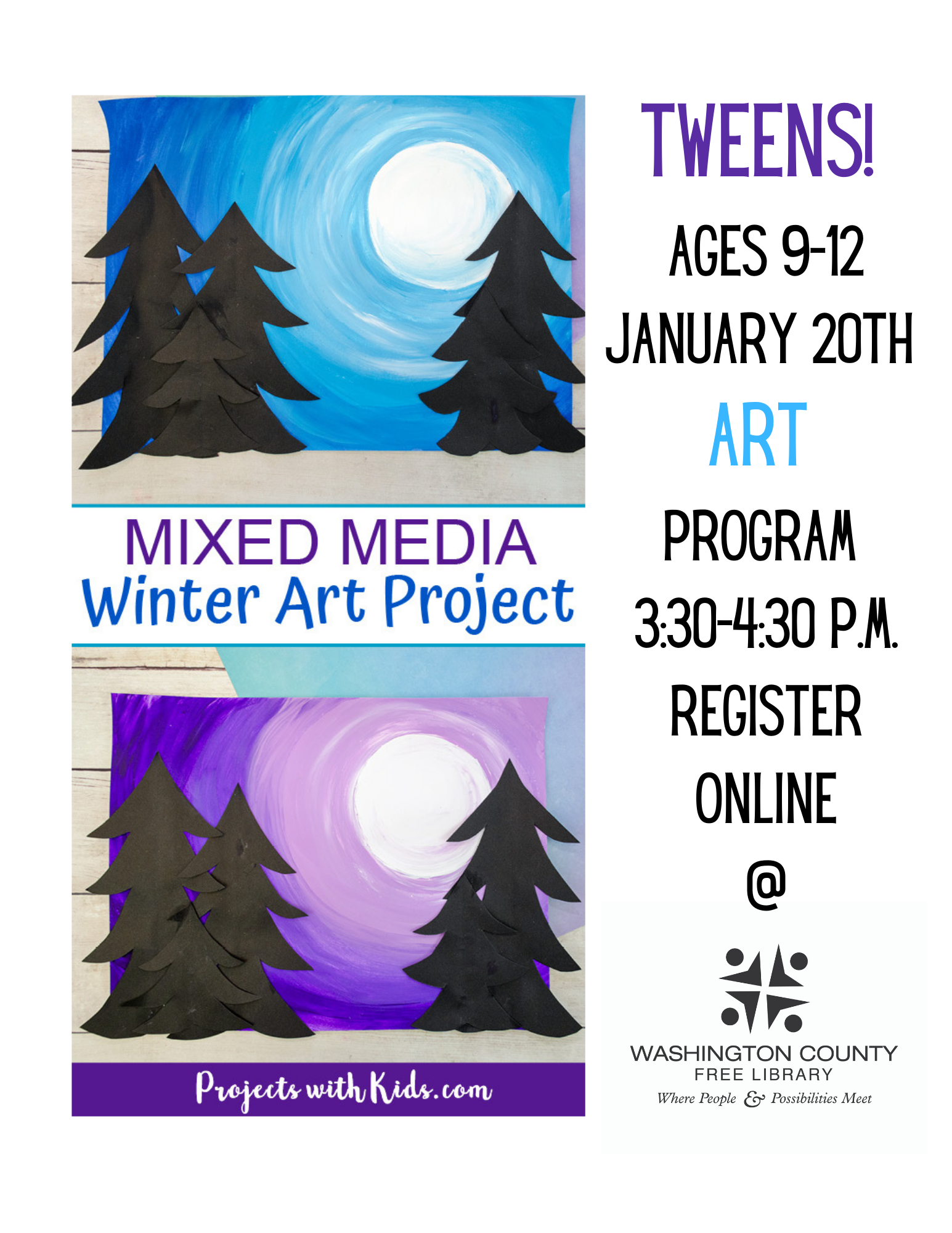Tween STEAM: Mixed Media Winter Art Project | Washington County Free ...